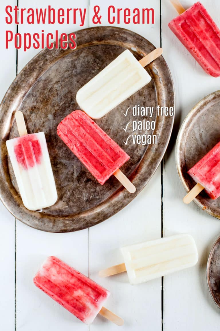 Strawberry & Coconut Cream Dairy Free Popsicles